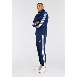 Trainingsanzug adidas Sportswear "M 3S WV TT TS", Damen, Gr. L, blau (dunkelblau), Obermaterial: 100% Polyester, Sportanzüge Trainingsanzug, drei Streifen Woven Tracksuit