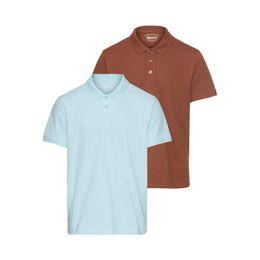 MAN'S WORLD Poloshirt MAN'S WORLD, Herren, Gr. 3XL (64/66), bunt (hellblau, braun), Piqu&eacute;, Obermaterial: 100% Baumwolle, unifarben, Basic, regular fit, B&uuml;ndchen, Shirts, in tollen Farbkombinationen