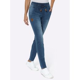Jogg Pants, Damen, Gr. 40, Normalgr&ouml;&szlig;en, blau (blau, stone, washed), 99% Baumwolle, 1% Elasthan, unifarben, lang, Jeans