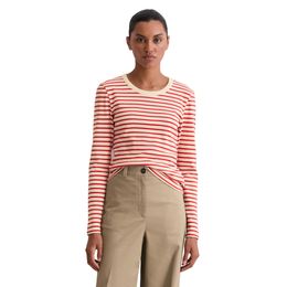 Marc O'Polo Langarmshirt MARC O'POLO "aus reiner Bio-Baumwolle", Damen, Gr. XXS, medium rot, Obermaterial: 100% Baumwolle, gestreift, Basic, skinny fit, Rundhals, normaler Saum, Shirts Langarmshirt