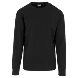Rundhalspullover Urban Classics "Urban Classics Herren Diamond Quilt Crewneck", Damen, Gr. M, schwarz, 100% Polyester, unifarben, normal, Rundhals, Pullover Rundhalspullover