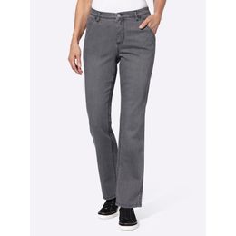 Bequeme Jeans Classic Basics, Damen, Gr. 19, Kurzgr&ouml;&szlig;en, grau (grau, denim), 81% Baumwolle, 17% Polyester, 2% Elasthan, unifarben, lang, Jeans