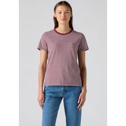 Levi's T-Shirt LEVI'S "PERFECT TEE", Damen, Gr. L (40), rot (collegiate burgundy), Single Jersey, Obermaterial: 100% Baumwolle, figurbetont normal, Rundhals, Shirts T-Shirt, mit kleiner Logo-Stickerei
