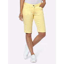 Jeansbermudas Casual Looks, Damen, Gr. 38, Normalgr&ouml;&szlig;en, gelb (zitrone), 98% Baumwolle, 2% Elasthan, unifarben, kurz, Jeans