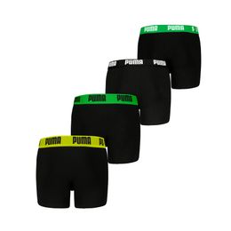 Boxershorts Puma "Puma BOYS EVERYDAY BASIC BOXERS 4P ECOM", Jungen, Gr. 134/140, gr&uuml;n (schwarz, gr&uuml;n), Obermaterial: 95% Baumwolle, 5% Elasthan, bedruckt, mehrfarbig, eng, Unterhosen, mit farblich abgesetztem Bund