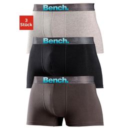Boxer Bench. "Boxershorts f&uuml;r Herren", Damen, Gr. L (6), 3 Stk., schwarz (anthrazit, schwarz, grau, meliert), Jersey, Obermaterial: 90% Baumwolle, 10% Elasthan (LYCRA), unifarben, Unterhosen, Unterhosen mit Logo Webbund