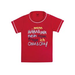 T-Shirt TRIGEMA "TRIGEMA T-Shirt Oma & Opa", Mädchen, Gr. 68, braun (kirsch), 100% Baumwolle (Bio-Baumwolle kbA), Basic, Shirts T-Shirt