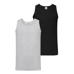 Tanktop Fruit of the Loom, Herren, Gr. S, schwarz, erdgrau, Single Jersey, Obermaterial: 100% Baumwolle, unifarben, schmal hüftbedeckend, Rundhals, Tops Tanktop, aus reiner Baumwolle