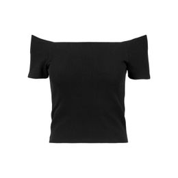 Urban Classics Damen T-Shirt "Urban Classics Damen Ladies Off Shoulder Rib Tee"schwarz, Gr. L, unifarben, 97% Baumwolle, 3% Elasthan, Shirts