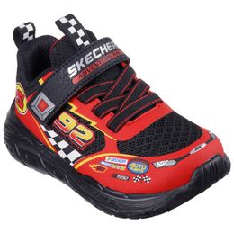 Lauflernschuh Skechers "SKECH TRACKS", Baby, Gr. 22, schwarz (schwarz, rot), Lederimitat, Textil, kontrastfarbene Details, Schuhe Lauflernschuh, Sneaker mit vielen coolen Prints, Gr&ouml;&szlig;enschablone zum Download