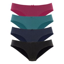 Bikinislip s.Oliver, Damen, Gr. 40/42, bunt (lila, navy, petrol, schwarz), Obermaterial: 95% Baumwolle, 5% Elasthan, gemustert, k&ouml;rpernah, Unterhosen, aus elastischer Baumwolle