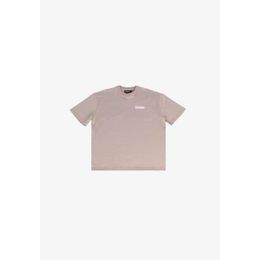 T-Shirt DROPSIZE "Dropsize HEAVY OVERSIZE DPSZE SPLIT FONT T-SHIRT", Damen, Gr. S, simply taupe, 100% Baumwolle, bedruckt, oversize, Rundhals, Shirts T-Shirt