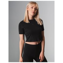 T-Shirt TRIGEMA "TRIGEMA Modisches Crop-Top", Damen, Gr. XL, schwarz, 90% Baumwolle, 10% Elasthan, Shirts T-Shirt
