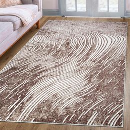 Teppich my home "Surella" Gr. 1, beige (sand), B:60cm H:9mm L:90cm, Kunstfaser, Teppiche, Teppich, modernes Wellen Muster, mit besonders weichem Flor, Kurzflor, Vintage
