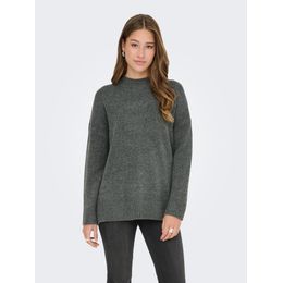 Strickpullover Only "ONLHAZEL LS HIGHNECK OVERS PULL KNT NOOS", Damen, Gr. XS, grün (balsam grün detail:melange), Strick, Obermaterial: 93% Polyester, 4% Nylon, 3% Elasthan, meliert, oversize Po-bedeckend, hoch geschlossener Ausschnitt, Rippbündchen, Pullover Strickpullover