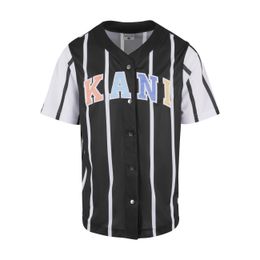 T-Shirt Karl Kani "Karl Kani Herren", Damen, Gr. L, schwarz, weiß, 100% Polyester, gestreift, normal, V-Ausschnitt, Shirts T-Shirt