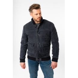 Lederjacke Mauritius "MMThalor", Herren, Gr. M, navy, Obermaterial: 100% Schafsleder. Futter: 100% Polyester. &Auml;rmelfutter: 100% Polyester, unifarben, regular fit normal, angesetztes B&uuml;ndchen, Jacken, mit geripptem Stehkragen