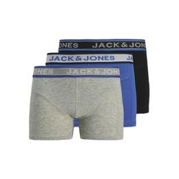 Jack & Jones Trunk JACK & JONES JUNIOR "JACCHRISTIAN SOLID TRUNKS 3 PACK SN JNR", Jungen, Gr. 128, 3 Stk., schwarz (schwarz pack:light grau melange, dazzling blau), Jersey, Obermaterial: 95% Baumwolle, 5% Elasthan, meliert, bequem, Unterhosen