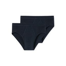Slip Schiesser "Essentials", Damen, Gr. 7, blau (815, navy), Feinripp, Obermaterial: 80% Polyamid, 20% Elasthan, unifarben, eng, Unterhosen Slip, mit komfortablem Softbund