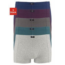H.I.S. Boxer H.I.S "Boxershorts f&uuml;r Jungen", Jungen, Gr. 182, 5 Stk., bunt (petrol, grau, meliert, blau, aubergine, grau), Jersey, Obermaterial: 95% Baumwolle, 5% Elasthan, unifarben, k&ouml;rpernah, Unterhosen, farblich sortiert oder nur schwarz
