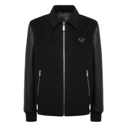 Blouson Philipp Plein "Jacke", Jungen, Gr. M, 02, schwarz, Obermaterial: 98% Polyester, 33% Viskose, 3% Elasthan; Futter: 100% Polyester, Jacken Blouson