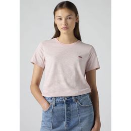 Levi's T-Shirt LEVI'S "PERFECT TEE", Damen, Gr. XS (34), lse_peach skin stripe peachskin, Single Jersey, Obermaterial: 100% Baumwolle, gestreift, figurbetont normal, Rundhals, Shirts T-Shirt, mit kleiner Logo-Stickerei