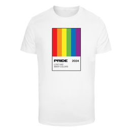 T-Shirt MisterTee "MisterTee Many Colors Pride Tee", Damen, Gr. L, weiß, 100% Baumwolle, bedruckt, normal, Rundhals, Shirts T-Shirt