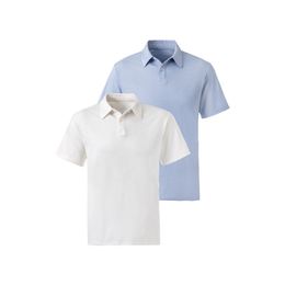 Poloshirt John Devin "mit Slub-Garn Struktur", Herren, Gr. 3XL (64/66), blau (sanftes wei&szlig;, hellblau), Jersey, Obermaterial: 100% Baumwolle, unifarben, normal, Rundhals, abgesteppte Kante, Shirts, aus leichter, strukturierter Baumwollqualit&auml;t - im 2er-Sparpack