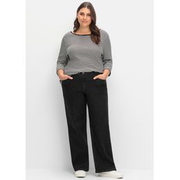 5-Pocket-Jeans sheego, Damen, Gr. 40, Normalgr&ouml;&szlig;en, schwarz (schwarz denim), 99% Baumwolle, 1% Elasthan, unifarben, lang, Jeans 5-Pocket-Jeans