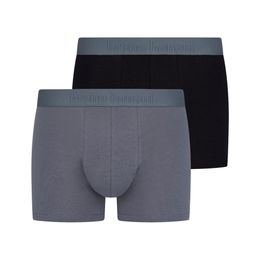 Boxer Bruno Banani "Flowing", Damen, Gr. L, wolkengrau, schwarz, Stoff, Obermaterial: 93% Baumwolle, 7% Elasthan, unifarben mit Farbeinsatz, k&ouml;rpernah, Unterhosen, mit kontrastfarbenem B&uuml;ndchen