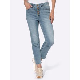 7/8-Jeans Heine, Damen, Gr. 34, Normalgr&ouml;&szlig;en, blau (blau, bleached), 95% Baumwolle, 3% Polyester, 2% Elasthan, unifarben, 7/8-L&auml;nge, Jeans