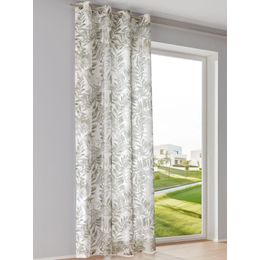 Gardine HEINE HOME Gr. 4, wei&szlig;, grau, B:135cm H:245cm, Polyester, Viskose, Gardinen, Gardine