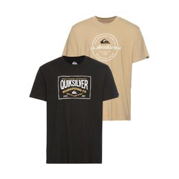 T-Shirt Quiksilver "CIRCLE CORNER SHORT SLEEVE TEE PACK YM", Damen, Gr. XL, beige (beige, schwarz), Jersey, Obermaterial: 100% Baumwolle, bedruckt, unifarben, Rundhals, abgesteppt, Shirts T-Shirt