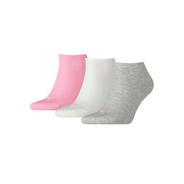 Sneakersocken Puma "Puma UNISEX SNEAKER PLAIN 3P", Damen, Gr. 39-42, rosa (1x hellgrau, meliert, 1x wei&szlig;, 1x rosa), Baumwollmischung, meliert, unifarben, elastisch, Socken Sneakersocken, mit kleinem Logo