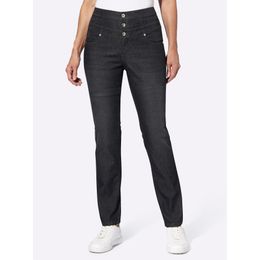 Bequeme Jeans Classic Basics, Damen, Gr. 40, Normalgr&ouml;&szlig;en, schwarz (schwarz, denim), 81% Baumwolle, 17% Polyester, 2% Elasthan, unifarben, lang, Jeans