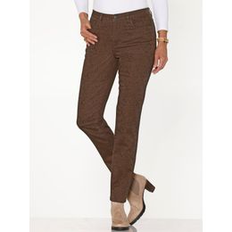 Bequeme Jeans Classic Basics, Damen, Gr. 40, Normalgr&ouml;&szlig;en, braun (braun, schoko, bedruckt), 97% Baumwolle, 3% Elasthan, gemustert, lang, Jeans