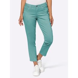 7/8-Jeans Casual Looks, Damen, Gr. 19, Kurzgr&ouml;&szlig;en, gr&uuml;n (salbei), 81% Baumwolle, 17% Polyester, 2% Elasthan, unifarben, 7/8-L&auml;nge, Jeans