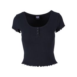 Urban Classics Damen T-Shirt "Urban Classics Damen Ladies Rib Babylock Tee"schwarz, Gr. XS, unifarben, 97% Baumwolle, 3% Elasthan, Shirts