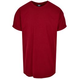 Urban Classics Damen T-Shirt "Urban Classics Herren Long Shaped Turnup Tee"brickrot, Gr. L, unifarben, 100% Baumwolle, Shirts