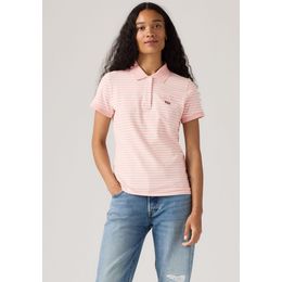 Levi's Poloshirt LEVI'S "LEVI'S HM POLO", Damen, Gr. XS (34), rosa (rosa, wei&szlig;), Single Jersey, Obermaterial: 95% Baumwolle, 5% Elasthan, slim fit normal, ohne Ausschnitt, Shirts