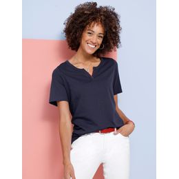 Kurzarmshirt Classic Basics "Kurzarm-Shirt", Damen, Gr. 40, blau (marine), 100% Baumwolle, unifarben, Rundhals, Shirts