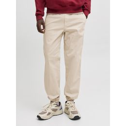 Jack & Jones Jogginghose JACK & JONES "JPSTKANE TROY CUFFED JOGGER SN", Herren, Gr. L, N-Gr, gelb (moonbeam), Web, Obermaterial: 100% Baumwolle, unifarben, relaxed fit normal, Hosen Jogginghose