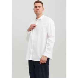 Jack & Jones PlusSize Langarmhemd "JPRBLACARDIFF SHIRT", Herren, Gr. 4XL, N-Gr, wei&szlig;, Web, Obermaterial: 100% Baumwolle, JACK & JONES PLUSSIZE, Hemden