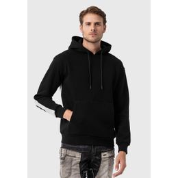 Cipo & Baxx Kapuzenpullover CIPO & BAXX "Sweatshirts", Herren, Gr. L, schwarz, 70% Baumwolle, 30% Polyester, bedruckt, regular fit, Pullover Kapuzenpullover, mit Statement &Auml;rmel-Print