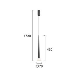 Viokef LED-Hängelampe Rina, schwarz/klar, Ø 7 cm, Metall/Acryl