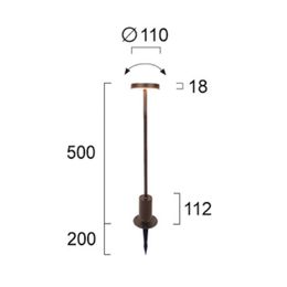 Viokef LED-Sockellampe Tango rostbraun, H&ouml;he 50 cm Metall, Erdspie&szlig;