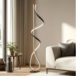 LUCANDE LED-Stehleuchte Rodado, schwarz, 132 cm, Aluminium