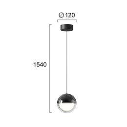 Viokef LED-Pendellampe Zirea, schwarz/chromfarben, Ø 12 cm, Metall