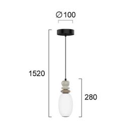 Viokef LED-Pendellampe Gemma, Höhe 28 cm, bunt, Glas/Keramik/Metall