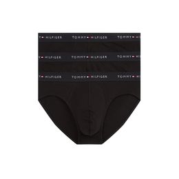 Slip "3P BRIEF DTM", Herren, Gr. XL (54), 3 Stk., schwarz (blk, blk, blk), Jersey, Obermaterial: 95% Baumwolle, 5% Elasthan, Tommy Hilfiger Underwear, unifarben, k&ouml;rpernah, Unterhosen Slip, mit Logo-Elastikbund